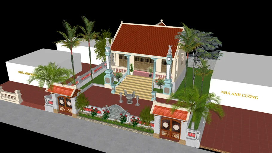 Nhà thờ , nhaf từ đường, họ Trần tại Cầm Hưng, Cẩm Giàng, HD | 3D Warehouse