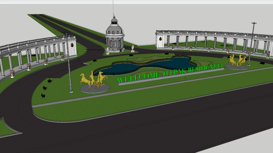 society gate with round about | 3D Warehouse