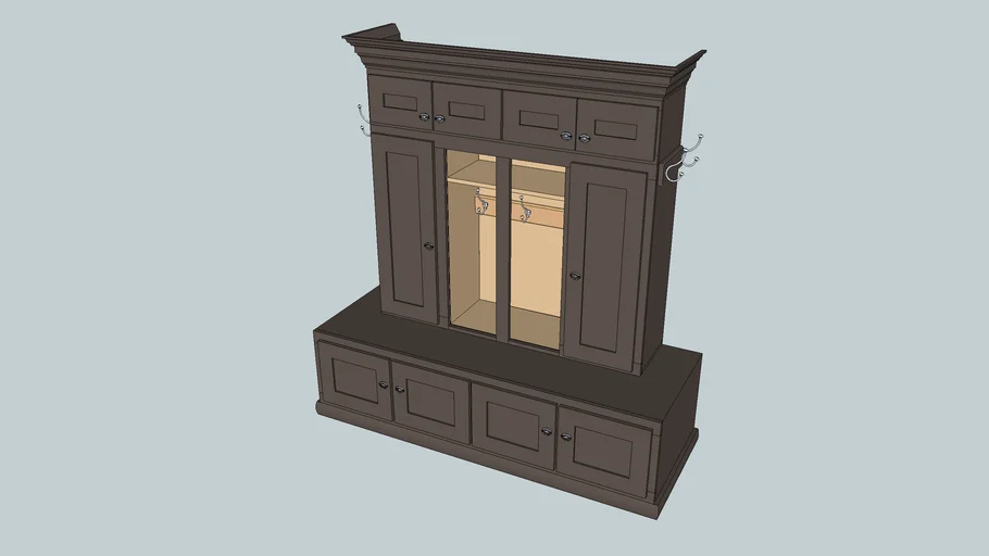 Hall tree with bench and storage | 3D Warehouse