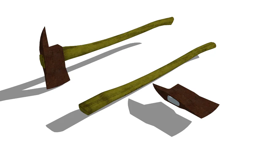 Axe wooden handle and it's low poly with textures. | 3D Warehouse