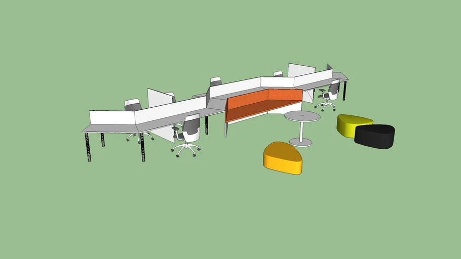 Office multi-desk | 3D Warehouse
