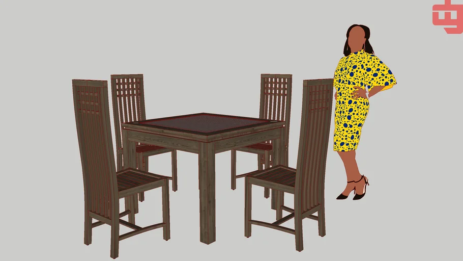 Dining Table_Meja makan_with_chairs | 3D Warehouse