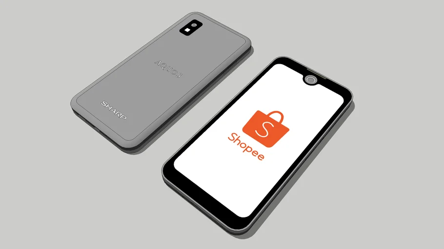 SHOPEE app on SHARP AQUOS WISH smartphone | 3D Warehouse