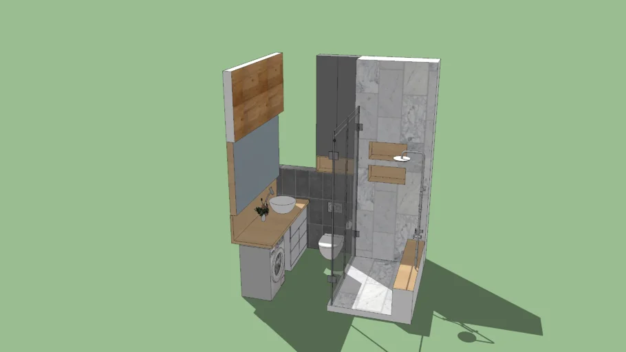 Modern bathroom with toilet, bowl sink and shower | 3D Warehouse