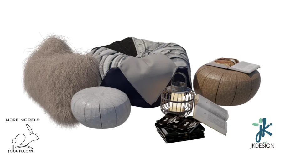 3dbun.com - Scandinavian puffs with decor | 3D Warehouse