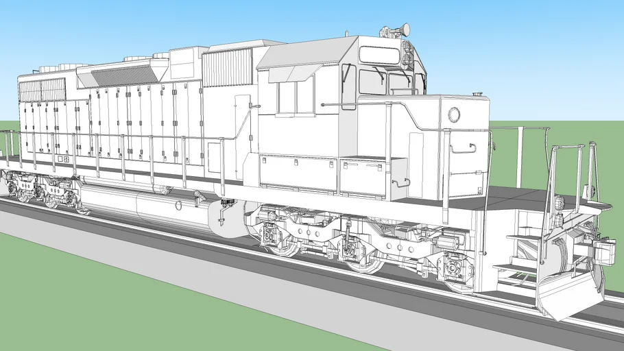 GM EMD SD38-2 diesel-electric locomotive, ratbuilt, uncoloured | 3D ...