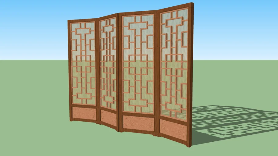 Chinese style movable partition window, foldable screen | 3D Warehouse