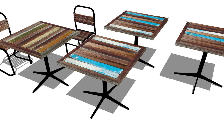 Recycled cafe tables and chairs | 3D Warehouse