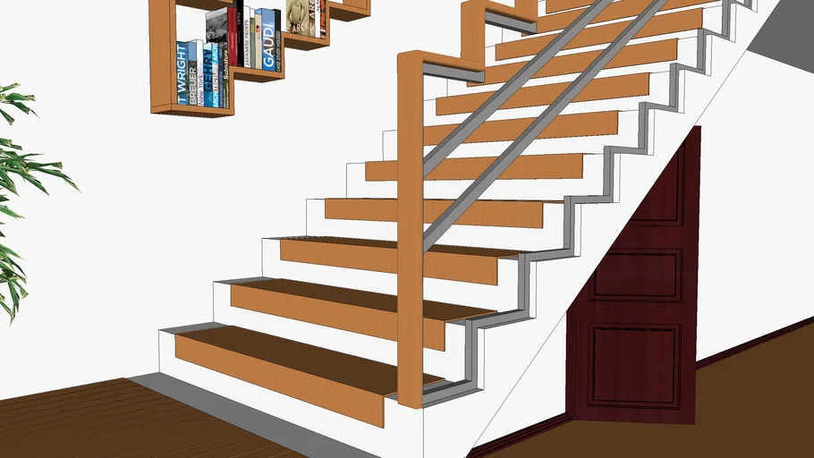 Stair Case with Book Shelf | 3D Warehouse