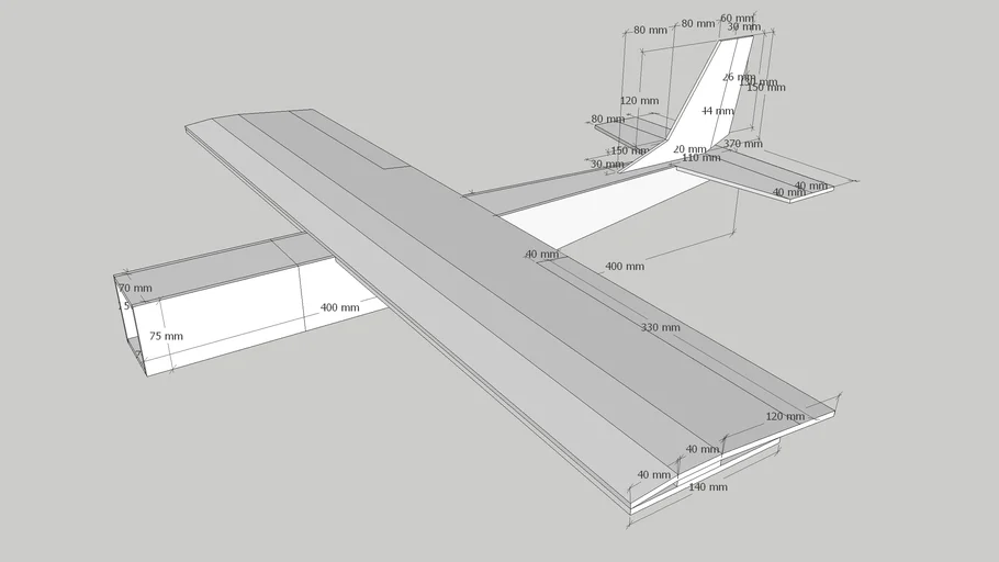 Simple RC Plan Model (Polyfoam 5 mm) Wingspan 1000 mm | 3D Warehouse