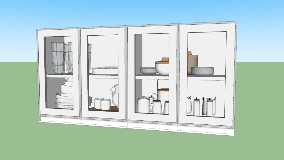 Aluminium profile frosted glass Kitchen overhead unit | 3D Warehouse