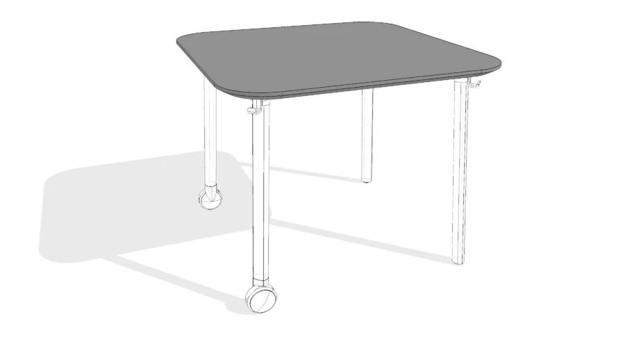 Bevy Mobile Square Work Leg Table | 3D Warehouse