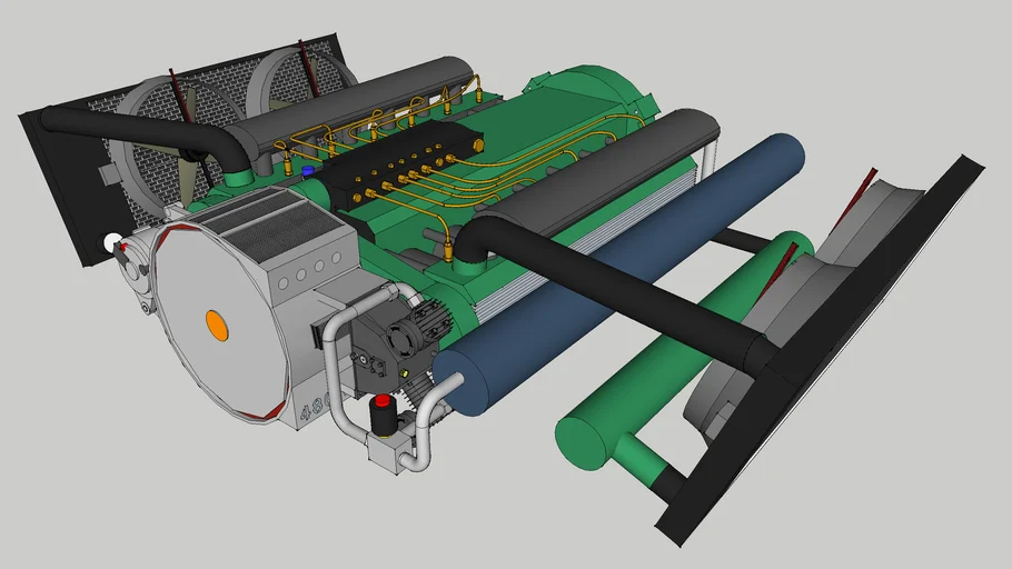 Omega APC 14 Cylinder twin turbo Diesel engine | 3D Warehouse