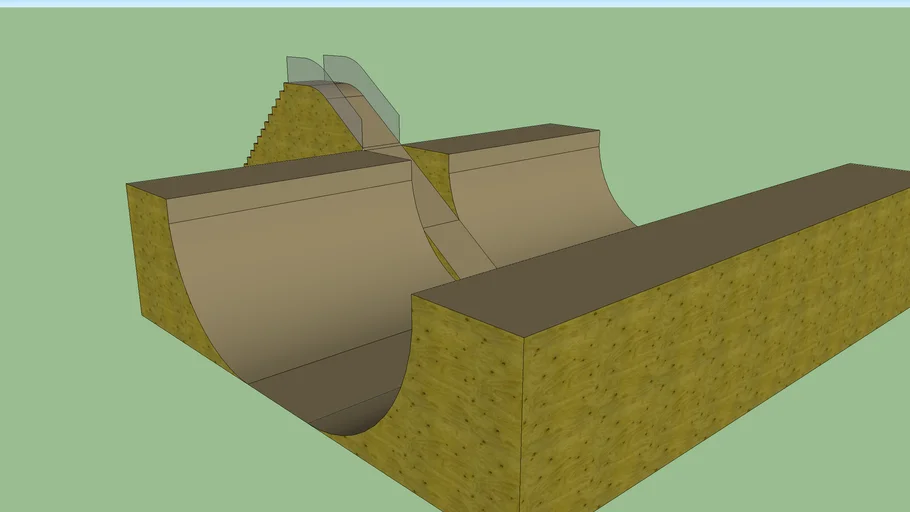 12' tall, 2' of vert, 55' wide, half pipe, With roll-in | 3D Warehouse