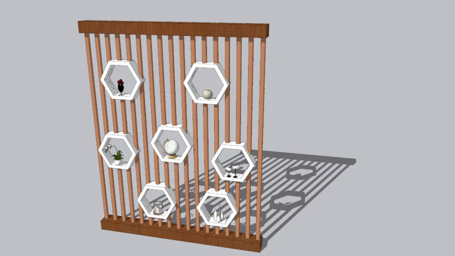 Partisi kayu, wood partition, hexagon motif | 3D Warehouse