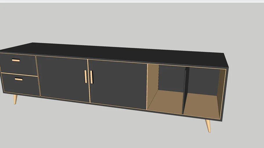 tv console with book storage | 3D Warehouse