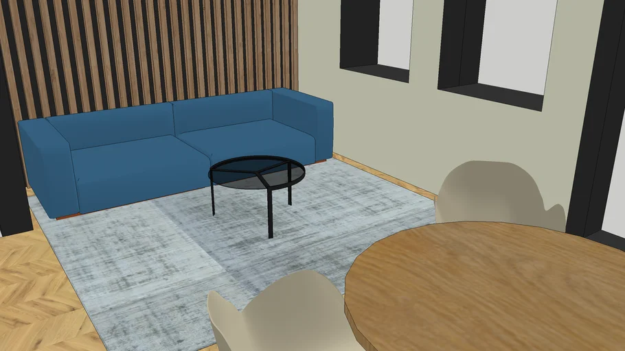 OPEN SPACE WITH A BLACK KITCHEN | 3D Warehouse