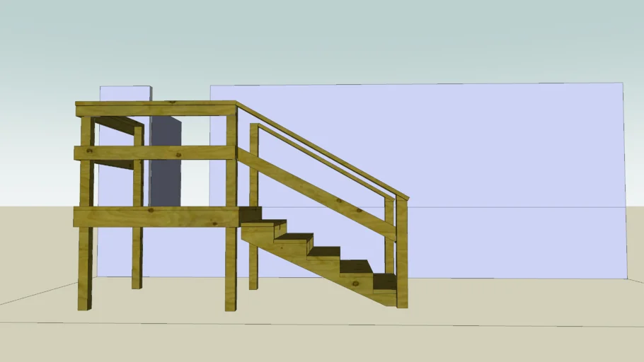 Wood deck w/ Stairs | 3D Warehouse