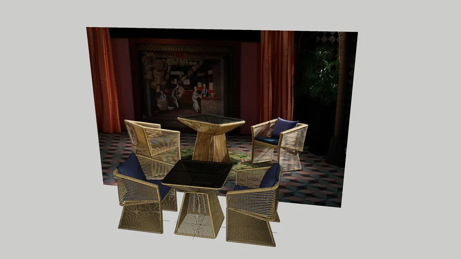 CF47-3301 Dining Chair and CF47-3506 Dining Table | 3D Warehouse