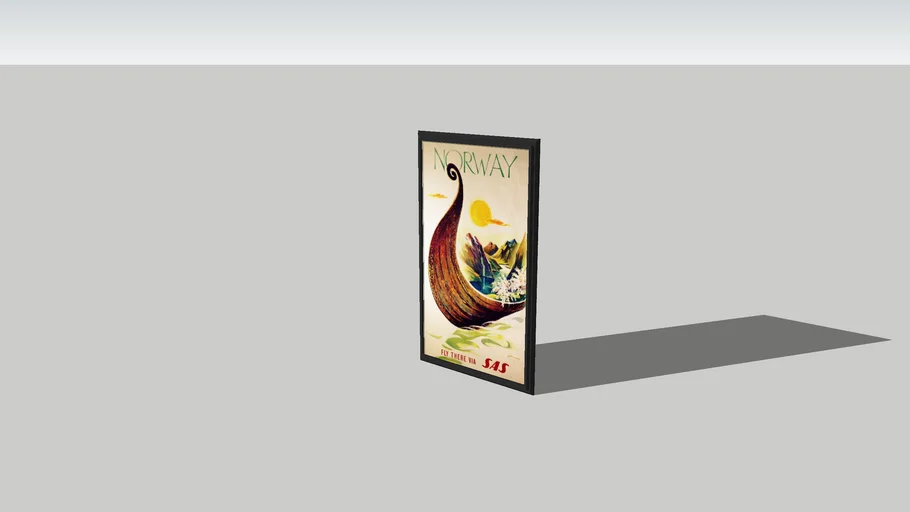 Vintage Framed SAS (Scandinavian Airlines) Poster | 3D Warehouse