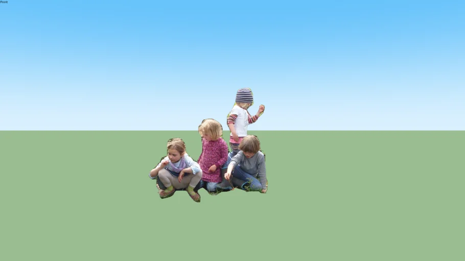 kids sitting in gras | 3D Warehouse