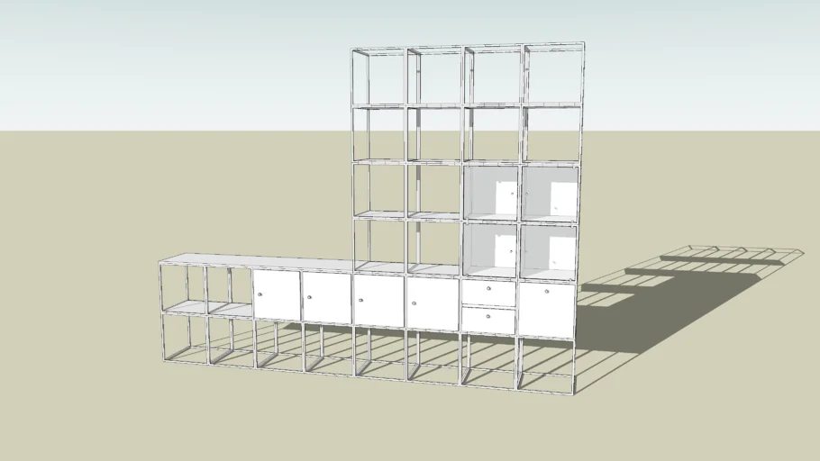 GRID_Shelf with cupboards and glass doors | 3D Warehouse