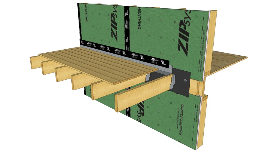Wood Deck Connection with ZIP System R-6 Sheathing | 3D Warehouse