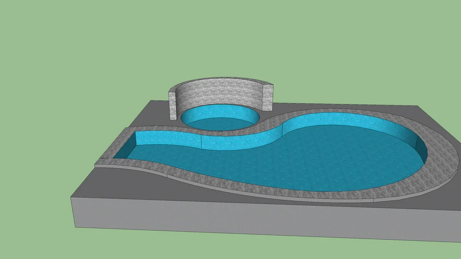 Swimming pool with a hot tub | 3D Warehouse