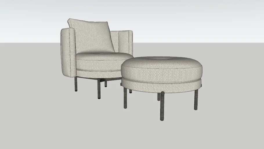 Minotti Torii Small Swivel Armchair & Ottoman | 3D Warehouse