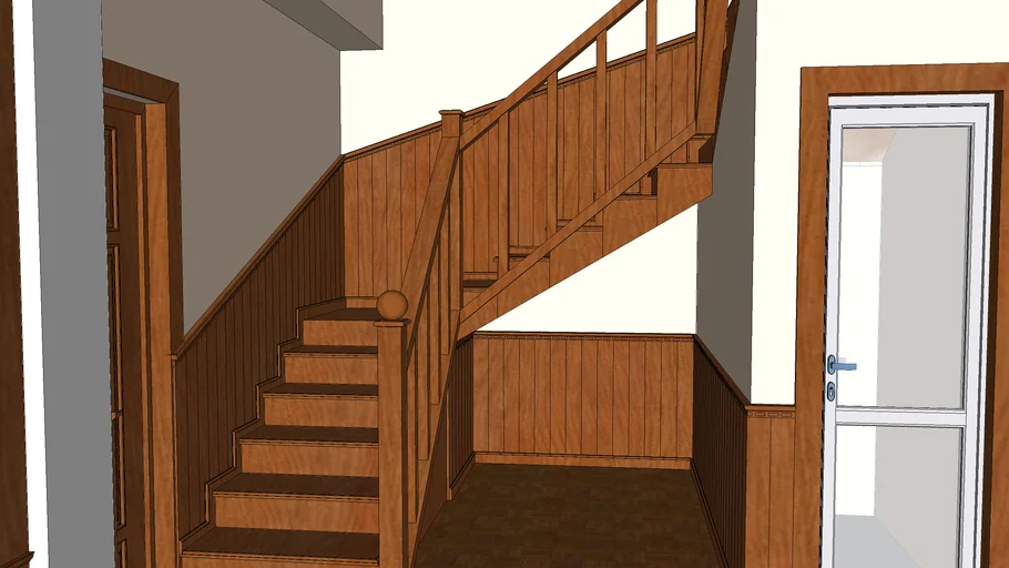 Staircase Wooden Railing Design | 3D Warehouse
