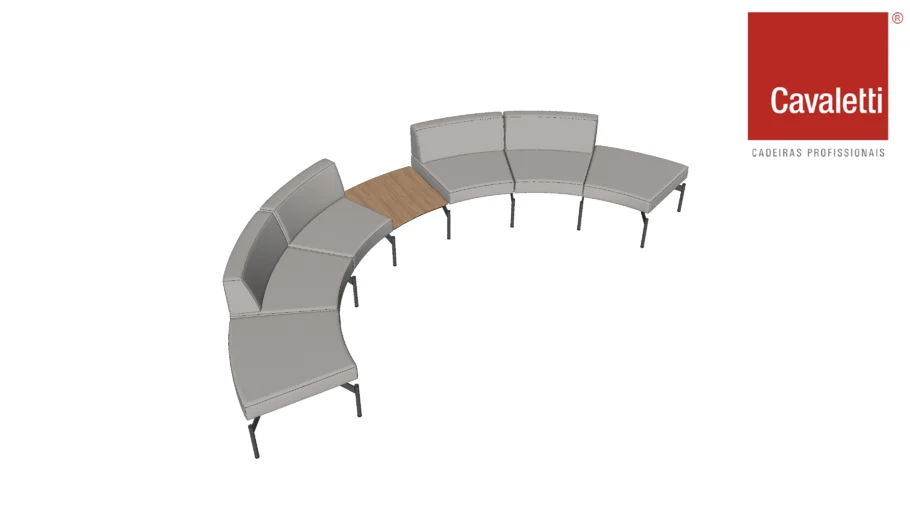 Cavaletti Float - Sofá Curvo 7L - Encosto Externo - 2 Bancos - 1 Mesa | 3D Warehouse