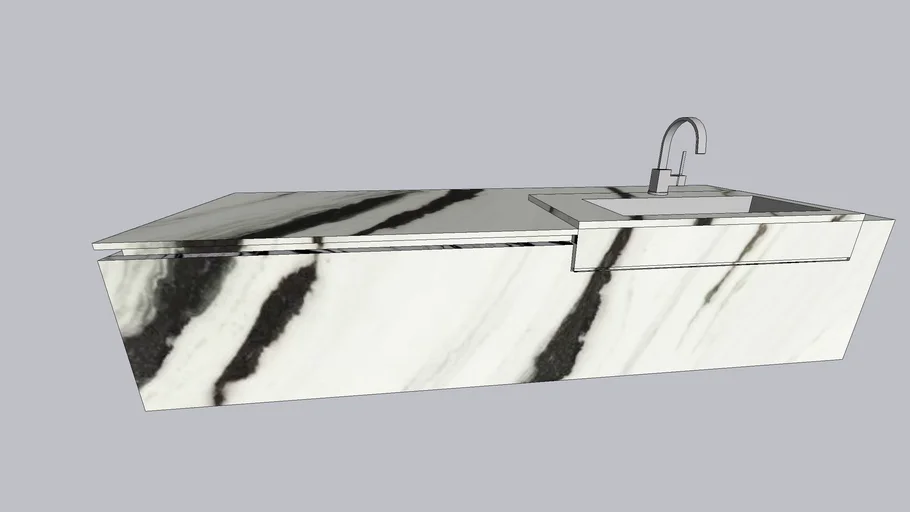 Zebra Marble Kitchen Island | 3D Warehouse