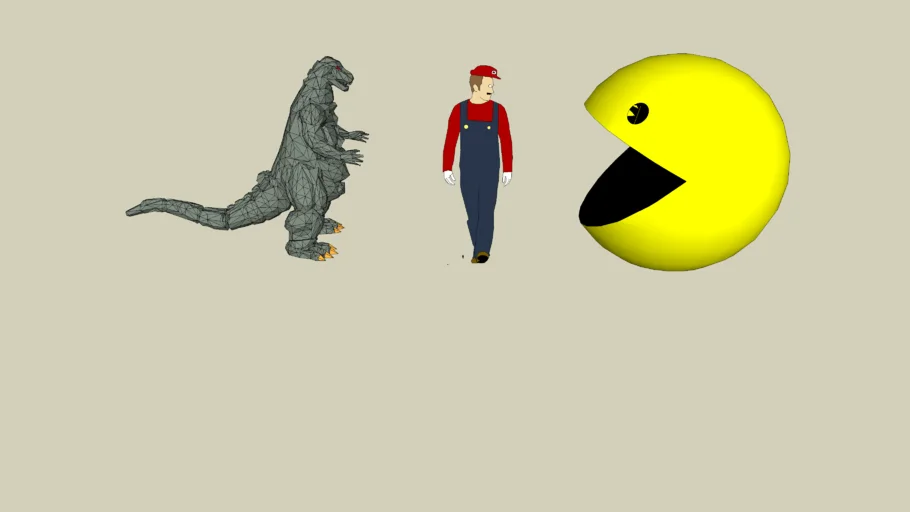 Godzilla vs. Mario vs. Pacman | 3D Warehouse