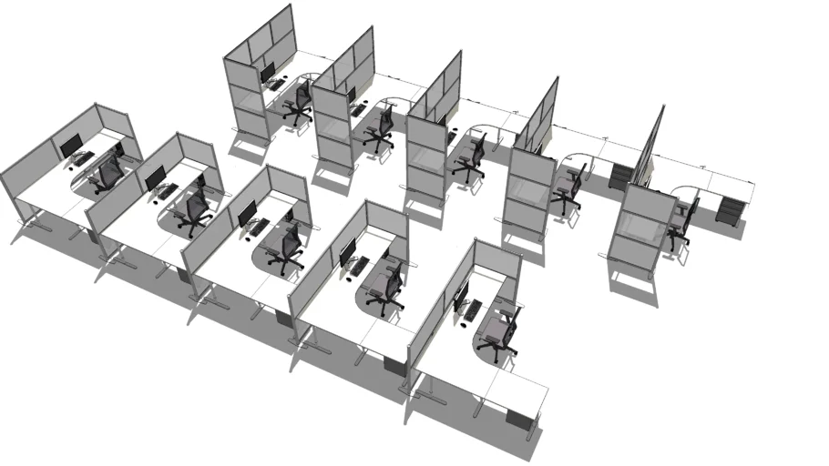 Office Partition Layout with iDivide Modern Room Partitions | 3D Warehouse