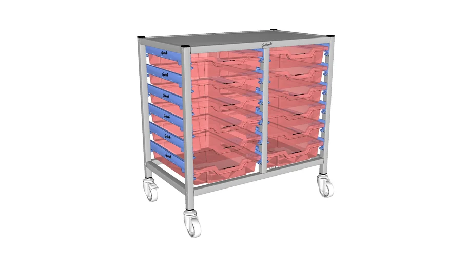 DYTL2XXF01XX - Dynamis Low Double Trolley with 12 x Shallow | 3D Warehouse