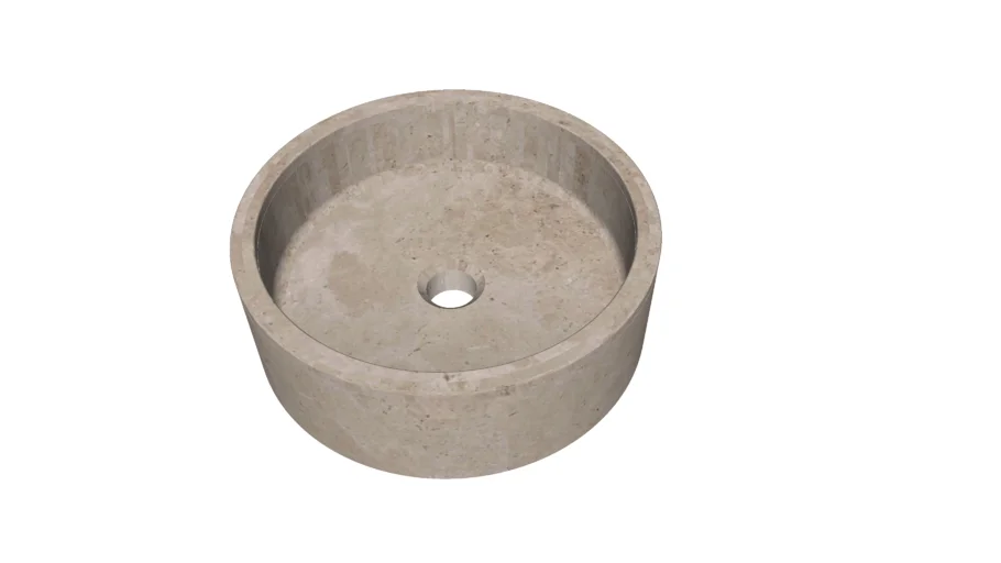 Round Travertine Sink D30 cm – Compact Natural Stone Basin Ronde ...