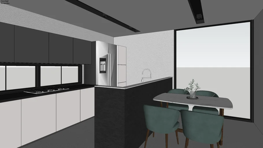 modern industrial kitchen and dining | 3D Warehouse