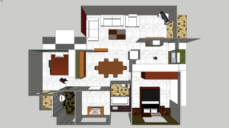 2bhk- budget interior design | 3D Warehouse