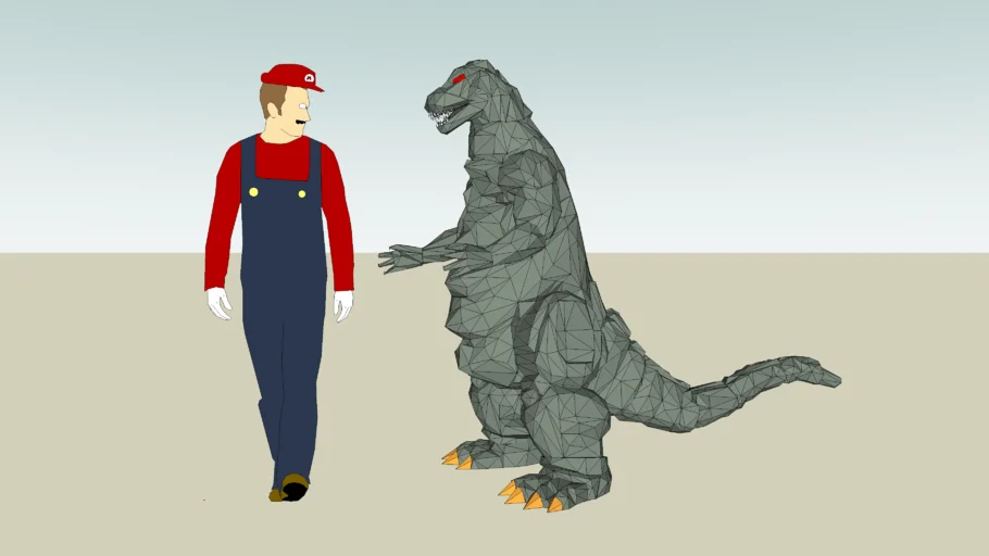 giant mario vs. godzilla | 3D Warehouse