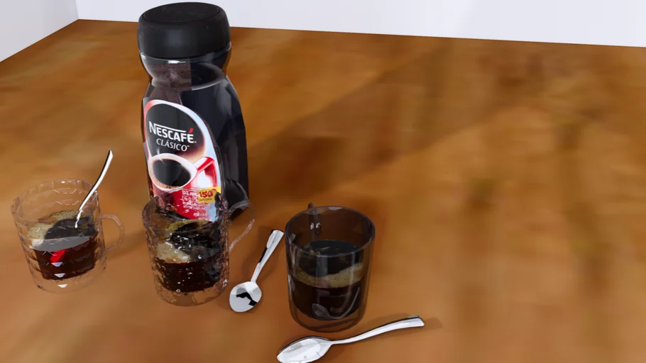 Posillos de vidrio escarchado con bebida de cafe | 3D Warehouse