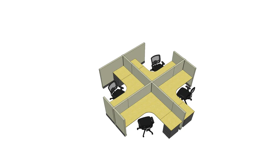 4-Pack 53H, 6X6 Cubicle | 3D Warehouse