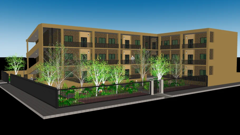 3 Story Apartment Building Rendering