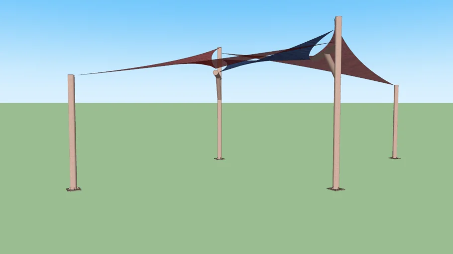 Shade Sail_Triple Sails + Cantilever Columns | 3D Warehouse