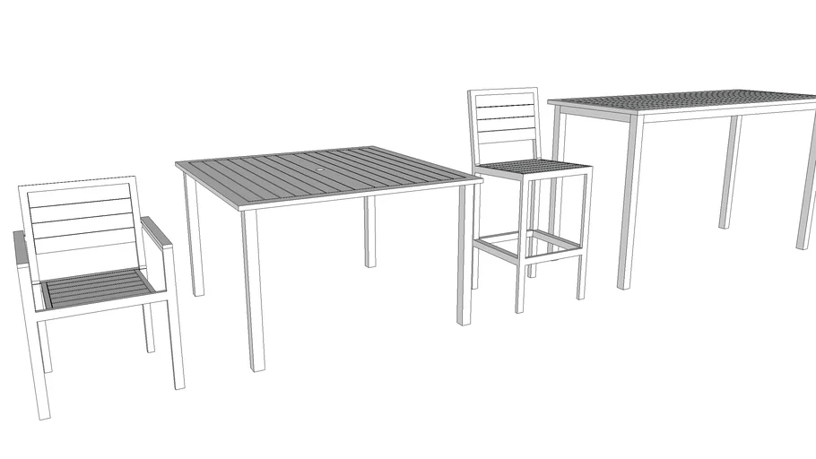 Wabash Green Valley Bar and Dining Chairs and Table | 3D Warehouse