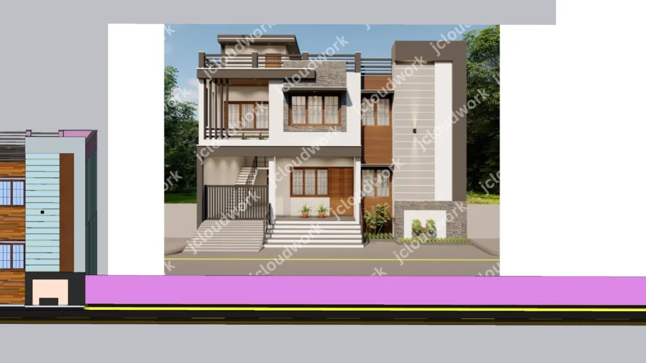 Modern House Design Elevation Ground +1 JCS 74748024 | 3D Warehouse