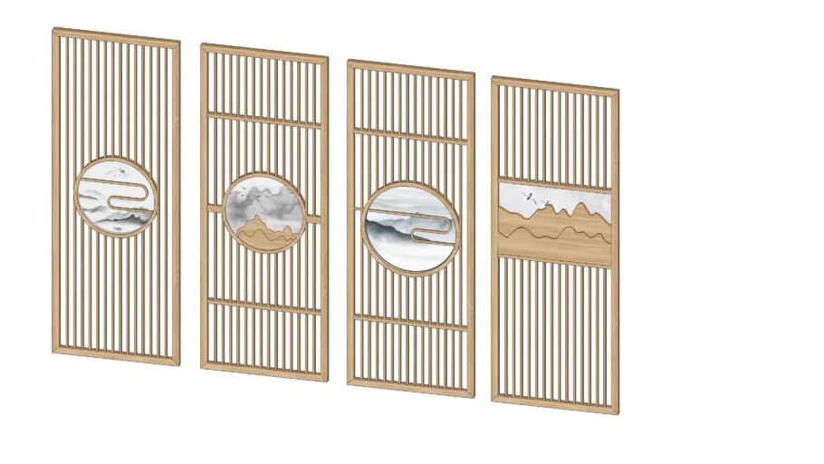 wood chinese partition wall | 3D Warehouse
