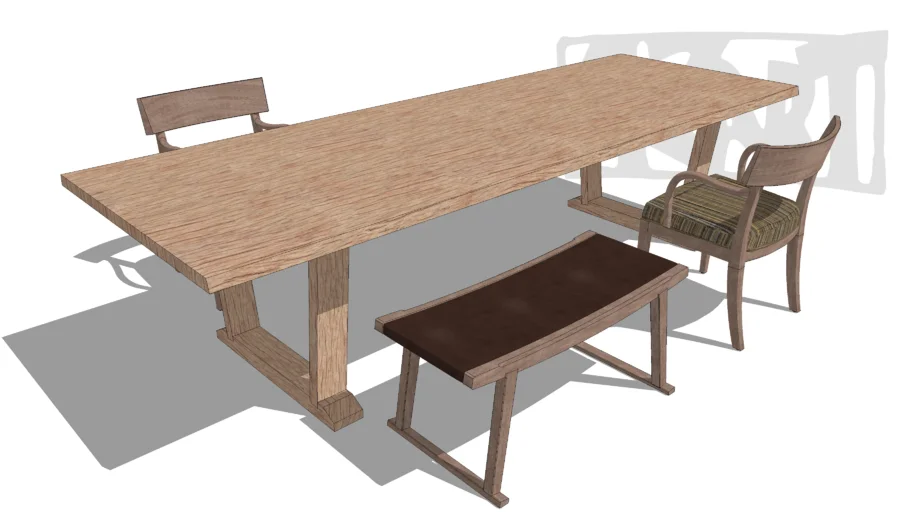 Maxalto table InToto+chair Despina+bench Sella | 3D Warehouse