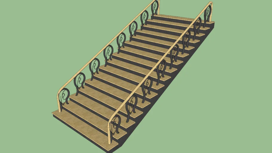 stairs with handrail | 3D Warehouse