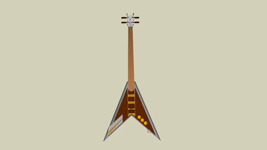 Fretless 4-string flying-v bass with sitar strings | 3D Warehouse