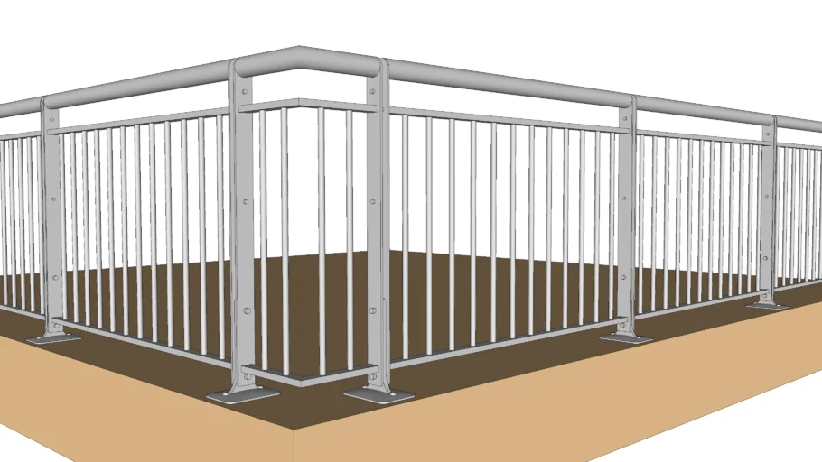 Steel Studio USA Commercial Vertical Railing System Top Mount | 3D ...